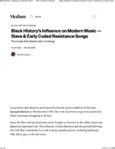 Black History’s Influence on Modern Music — Slave & Early Coded ...